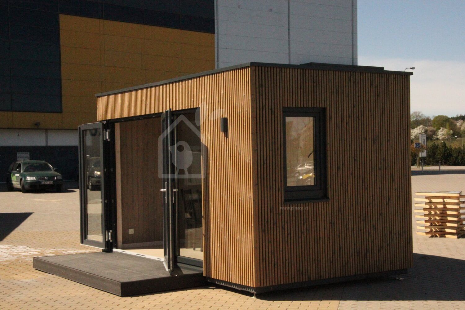 Oficina prefabricada de madera PREMIUM (34 mm + revestimiento), 4.1x2.4 ...